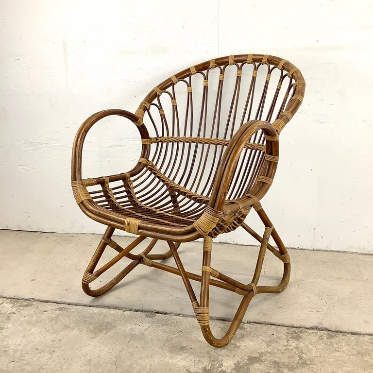 Midcentury Boho Style Bamboo Accent Chair For Sale at 1stDibs