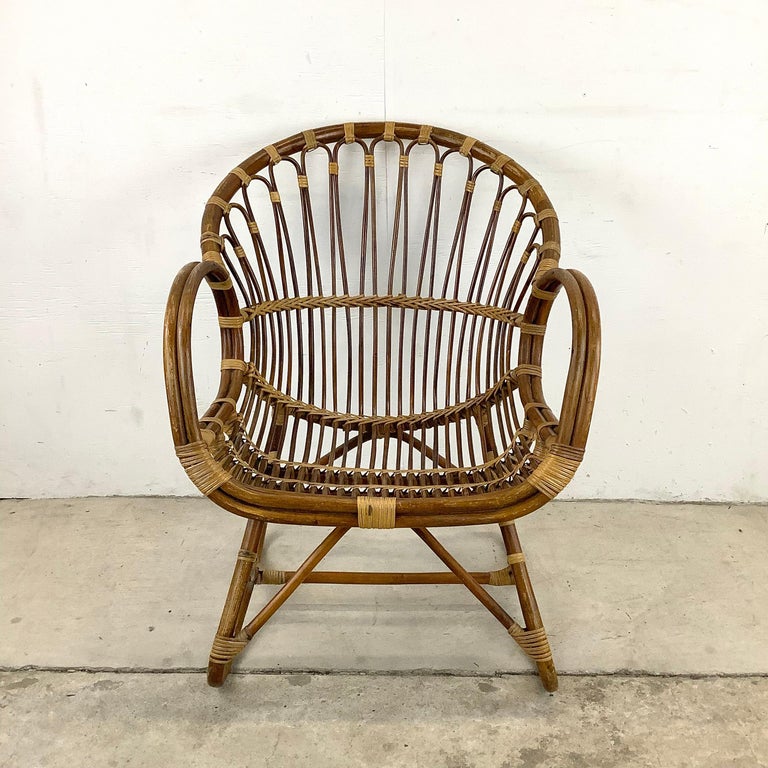 Midcentury Boho Style Bamboo Accent Chair For Sale at 1stDibs