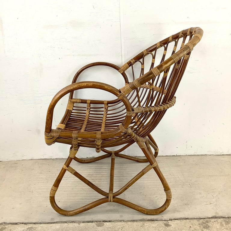 Midcentury Boho Style Bamboo Accent Chair For Sale at 1stDibs