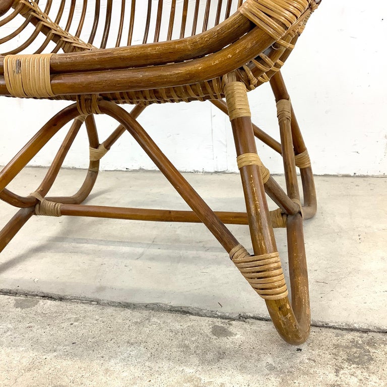 Midcentury Boho Style Bamboo Accent Chair For Sale at 1stDibs