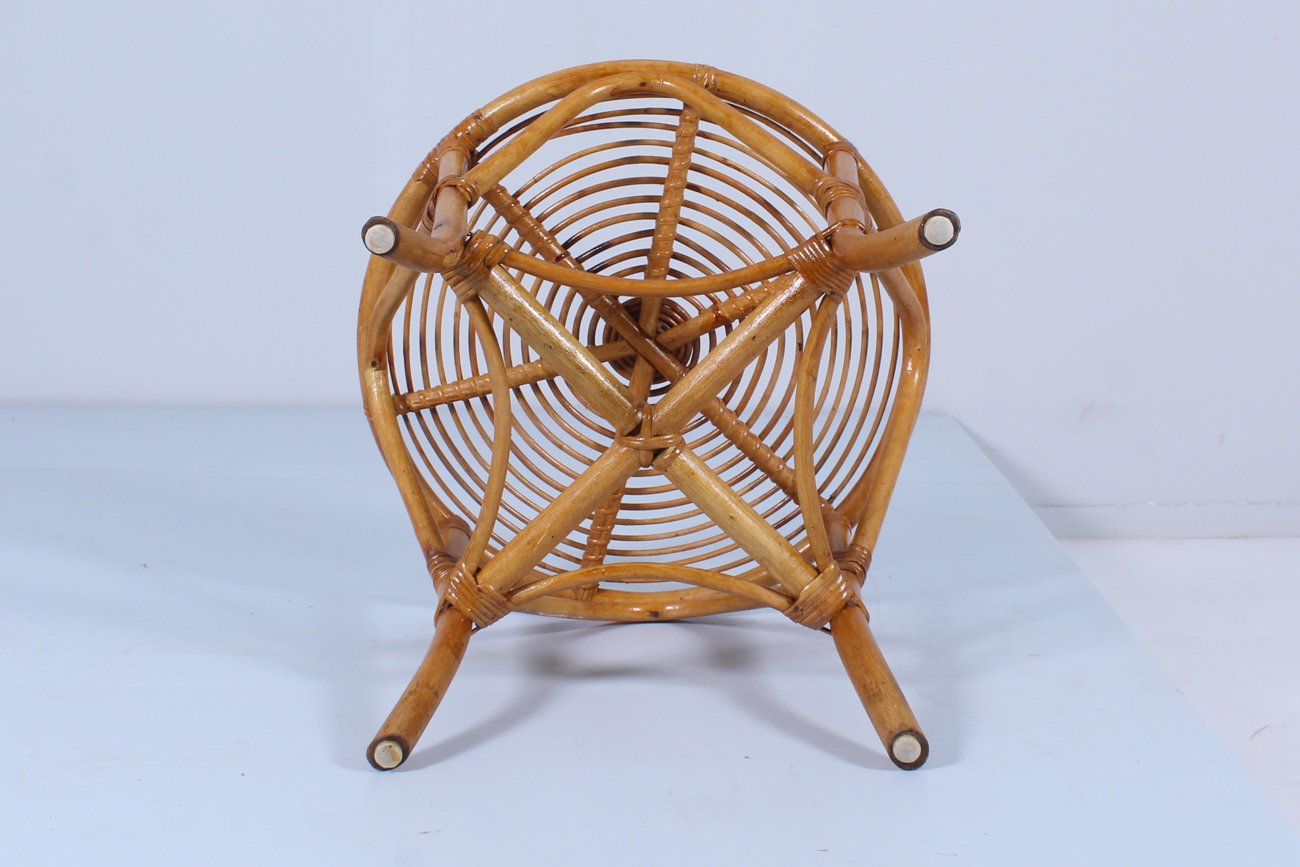 Midcentury Bonacina Bamboo and Wicker Service Table, 1960s, Italy at ...