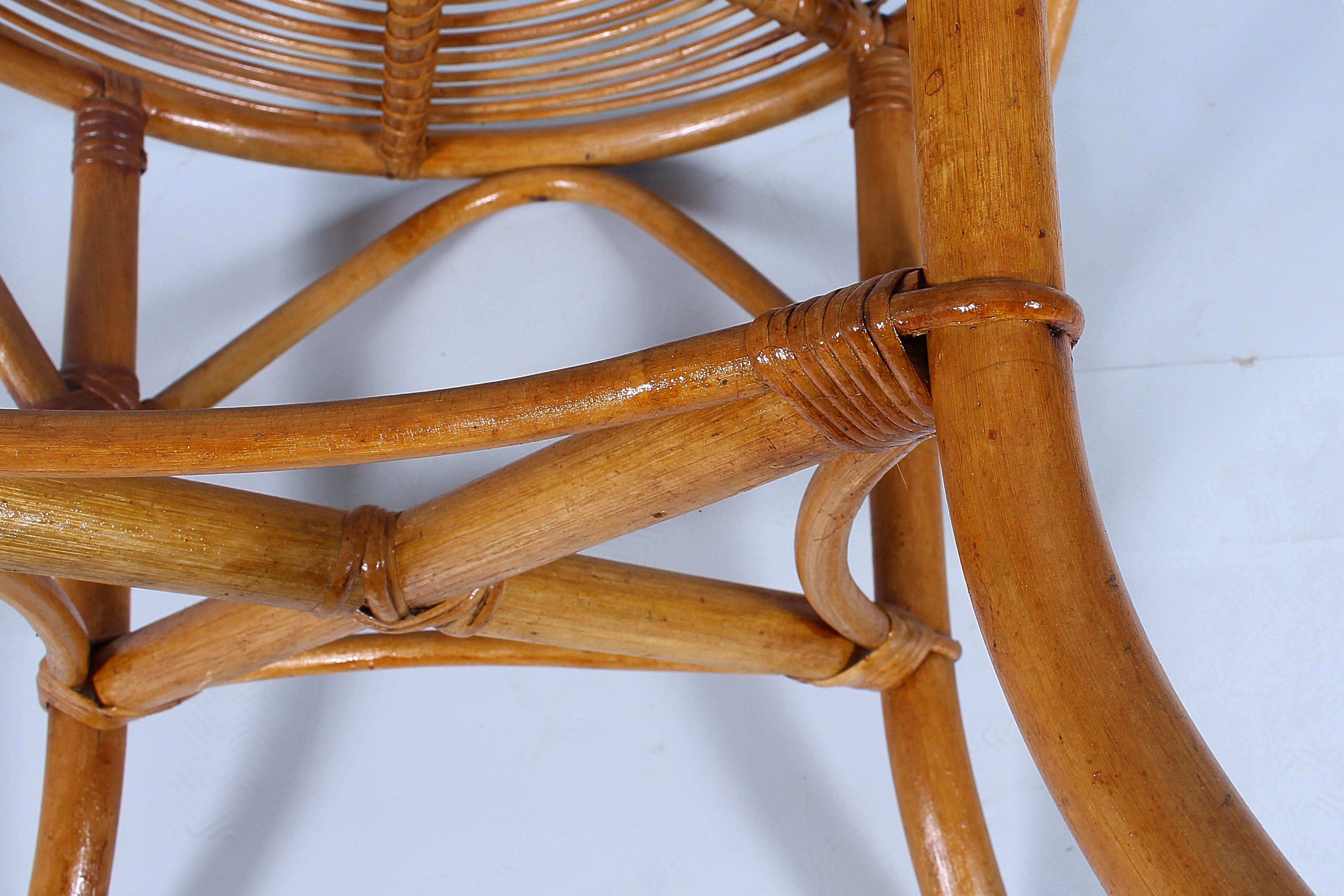 Midcentury Bonacina Bamboo and Wicker Service Table, 1960s, Italy at ...