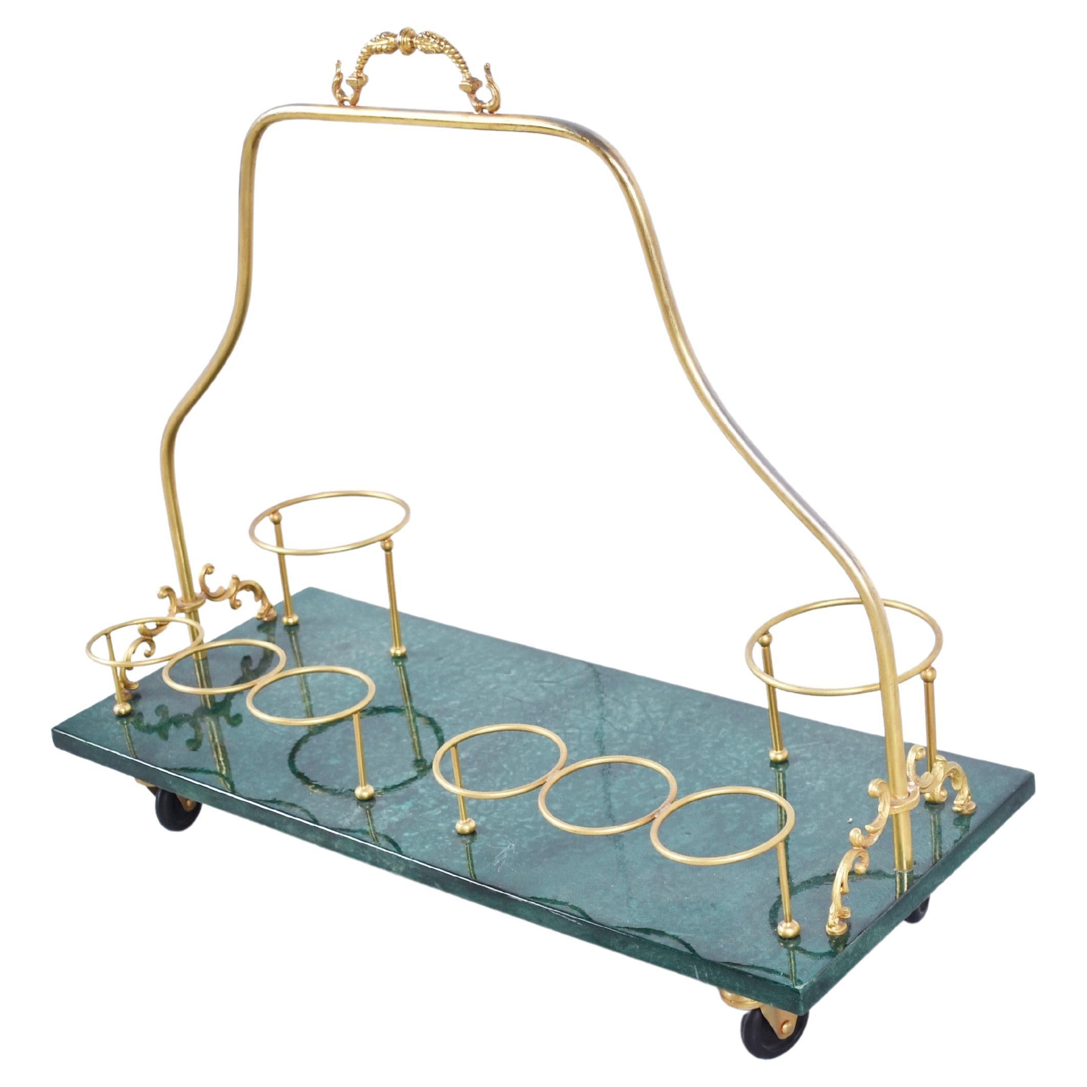 Bottle Holder in Goatskin and Brass, after Aldo Tura For Sale at 1stDibs