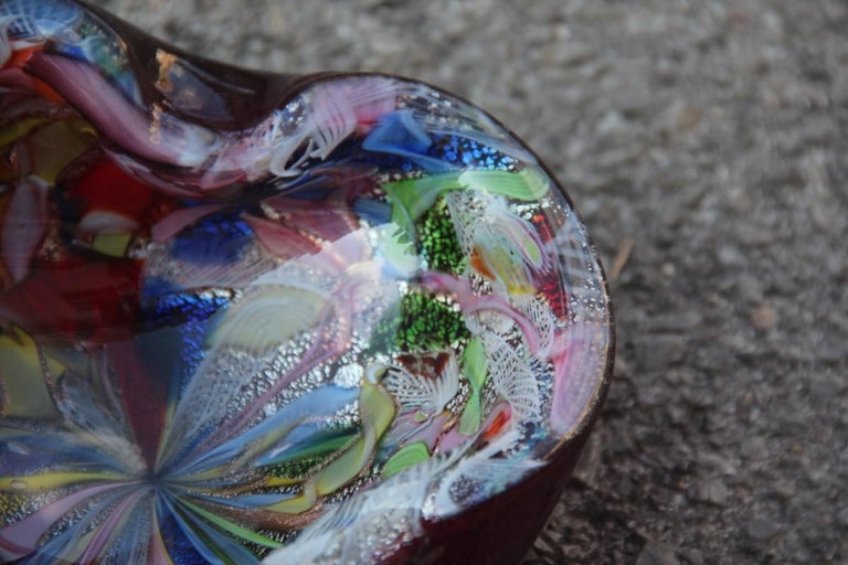 Midcentury Bowl Murano Glass Avem Multicolor Italian Design, 1950s Red ...