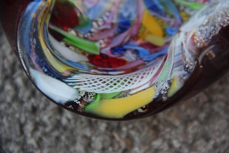 Midcentury Bowl Murano Glass Avem Multicolor Italian Design, 1950s Red ...