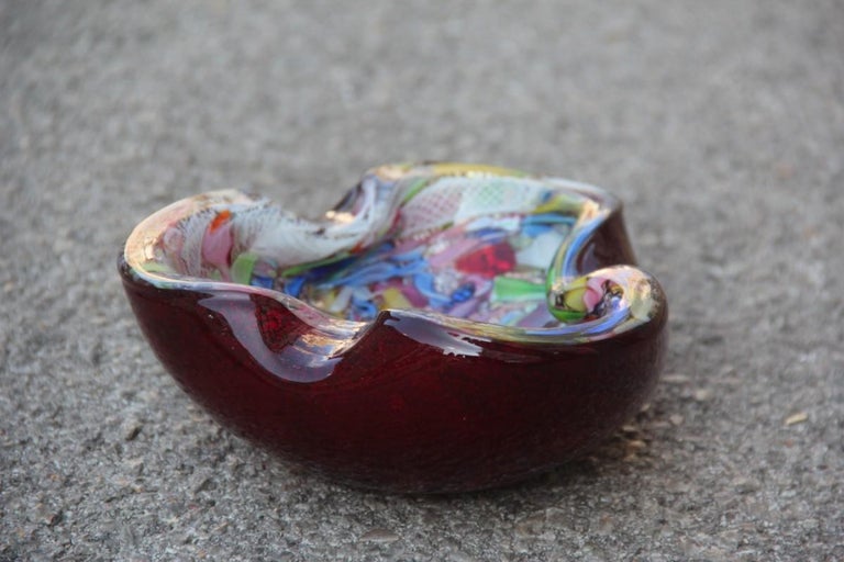 Midcentury Bowl Murano Glass Avem Multicolor Italian Design, 1950s Red ...