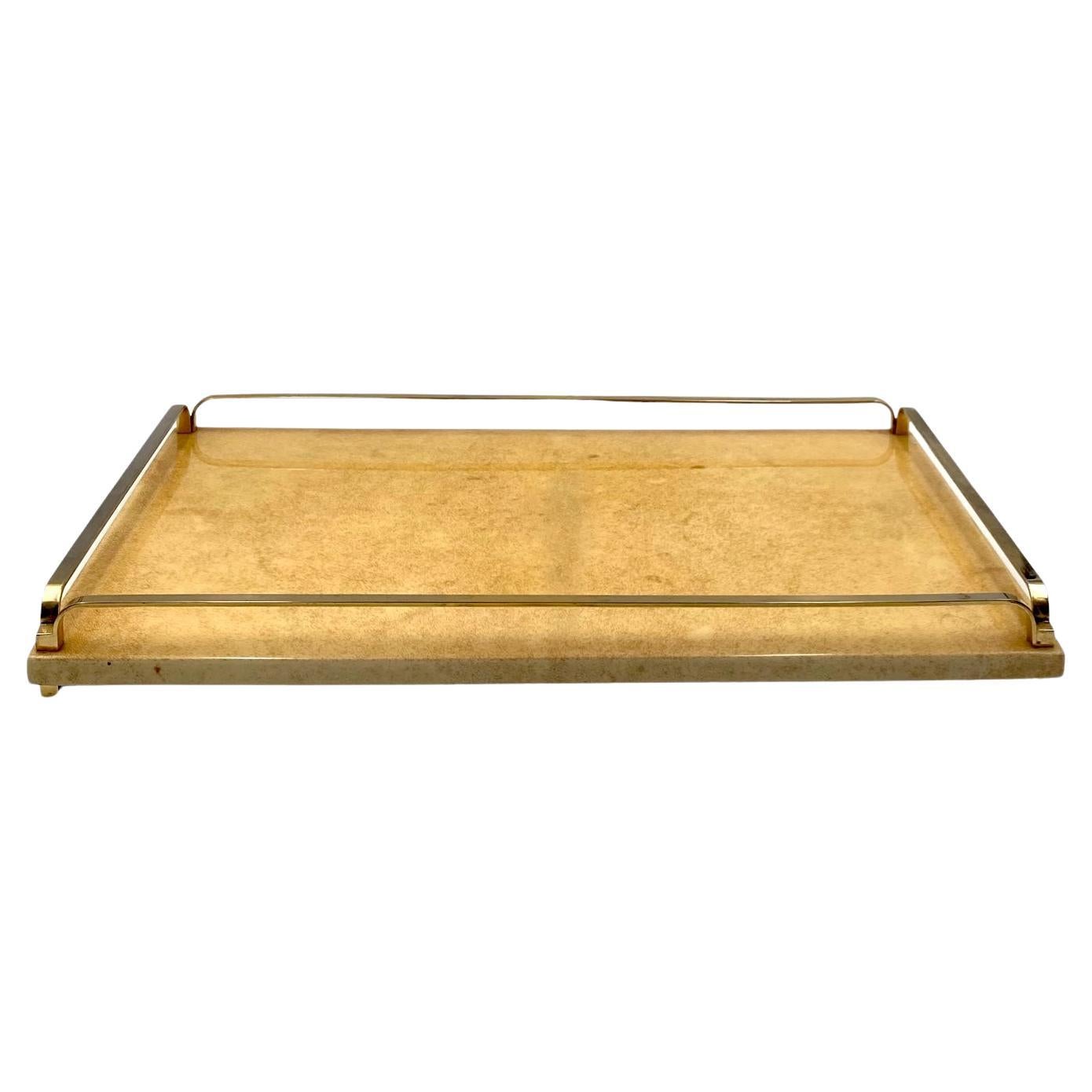 Mid-century brass and cream parchment tray, Aldo Tura Italy 1960s For ...