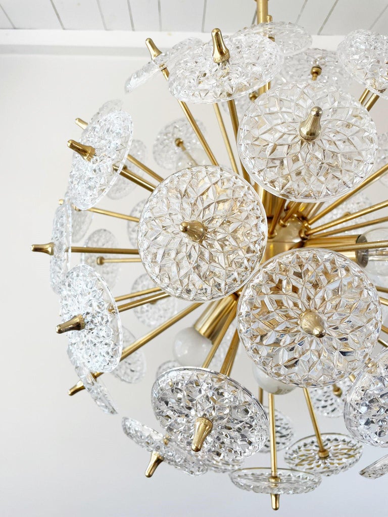 Mid-Century Brass and Crystal Sputnik Chandelier by Val Saint Lambert ...