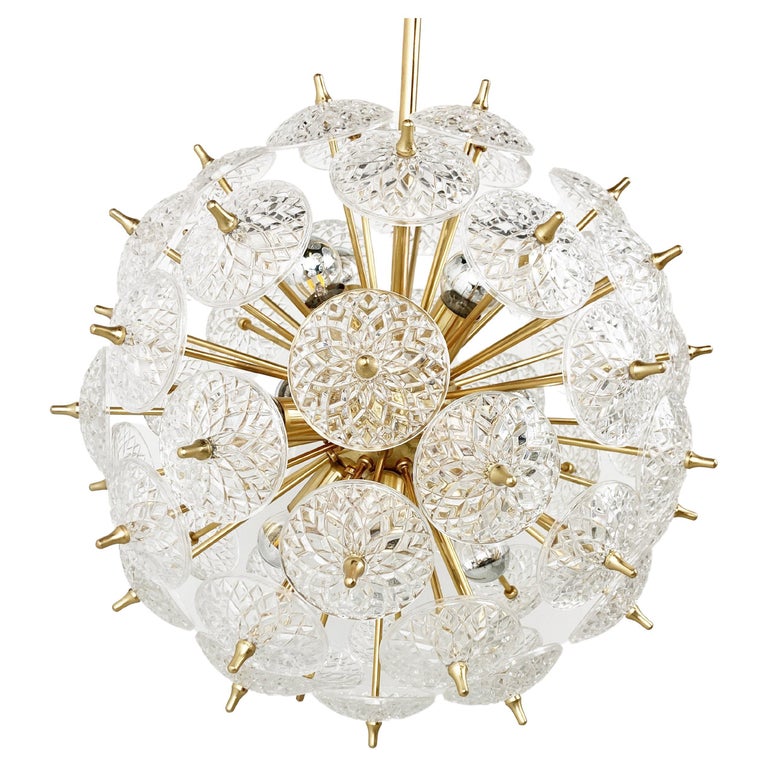 Midcentury Brass and Crystal Sputnik Chandelier by Val Saint Lambert ...