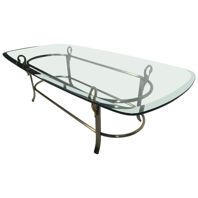 Midcentury Brass and Glass Coffee Table For Sale at 1stDibs