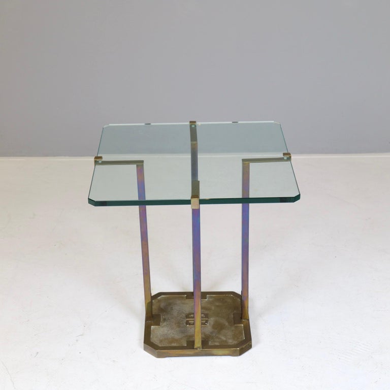 Mid Century Brass and Glass Side Table by Peter Ghyczy, Germany 1970s ...