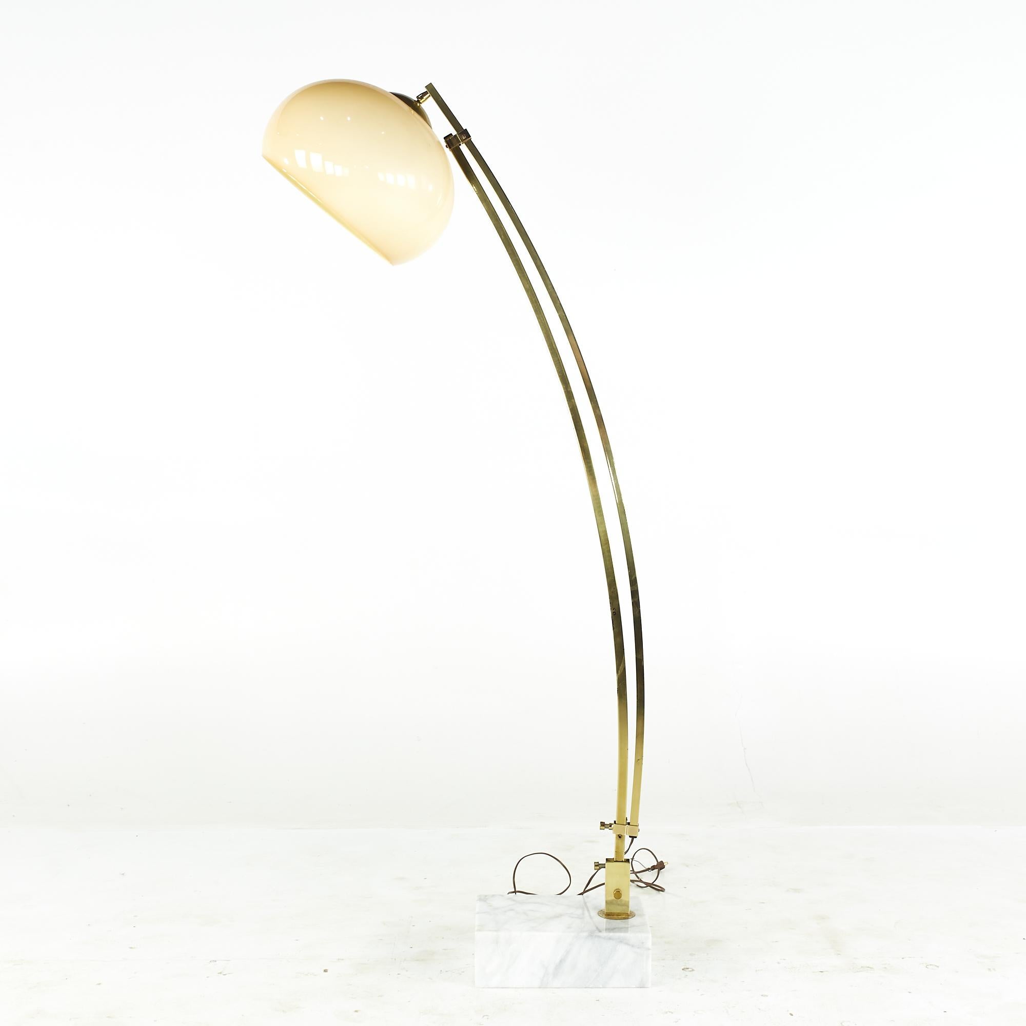 Midcentury Brass and Marble Arc Lamp For Sale at 1stDibs