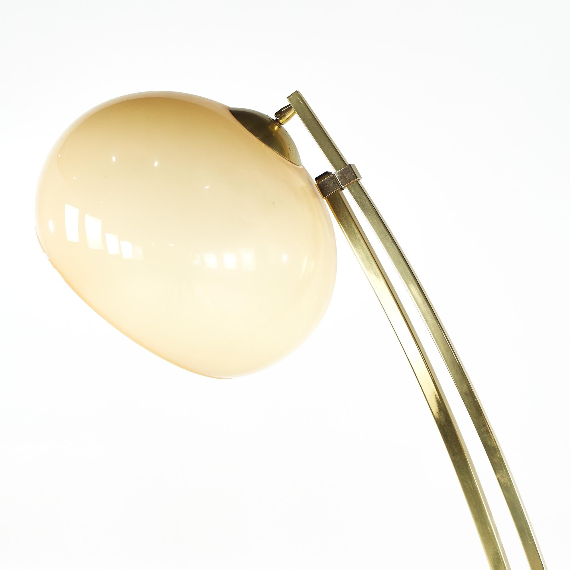 Midcentury Brass and Marble Arc Lamp For Sale at 1stDibs
