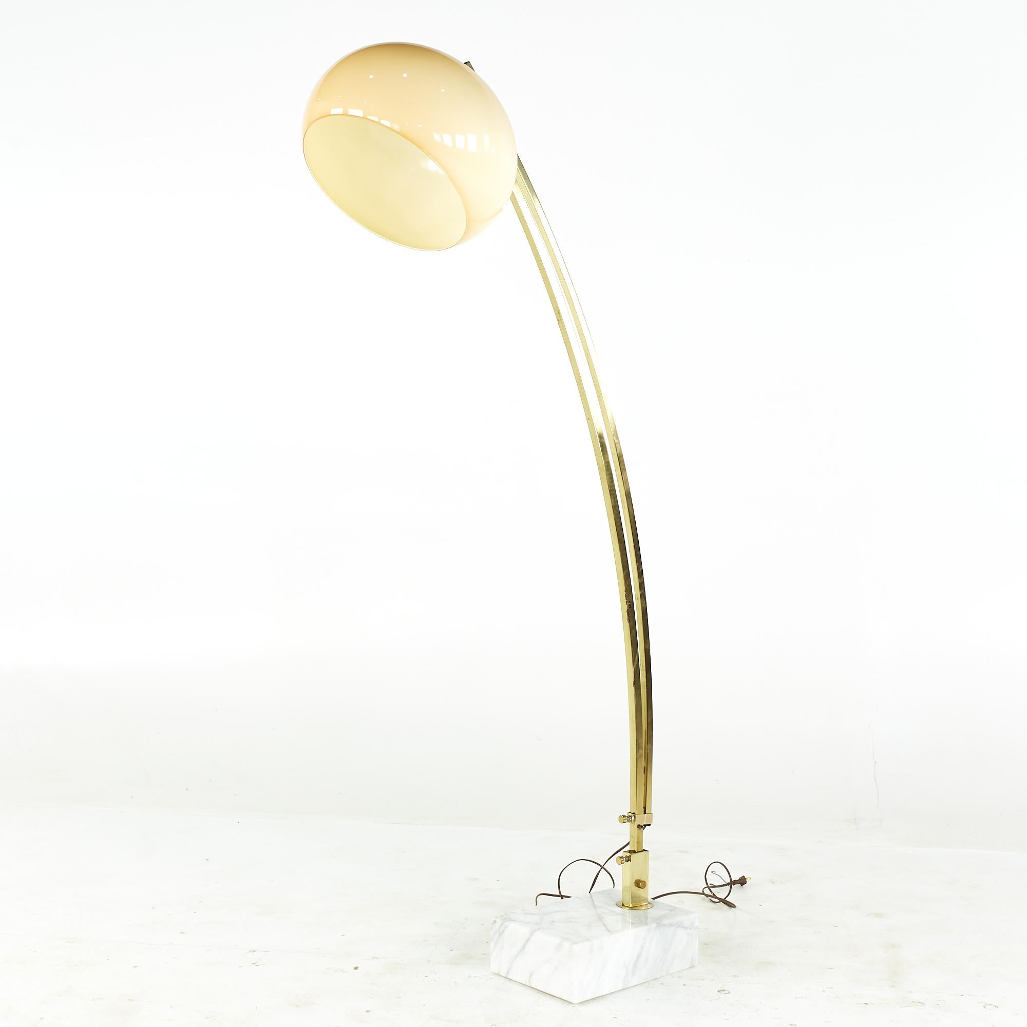 Midcentury Brass and Marble Arc Lamp For Sale at 1stDibs