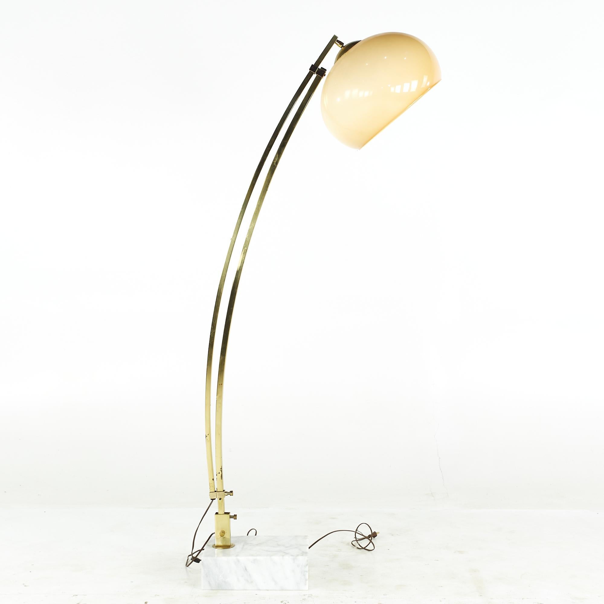 Midcentury Brass and Marble Arc Lamp For Sale at 1stDibs