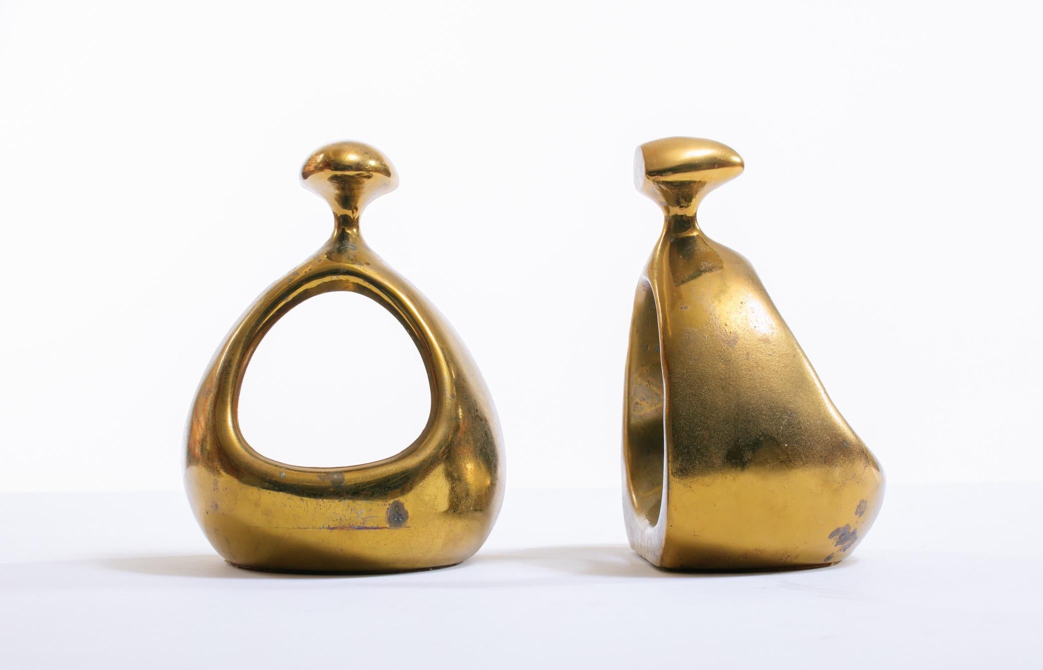 Midcentury Brass Ben Seibel Sculptural Bookends for Jenfred Ware at 1stDibs