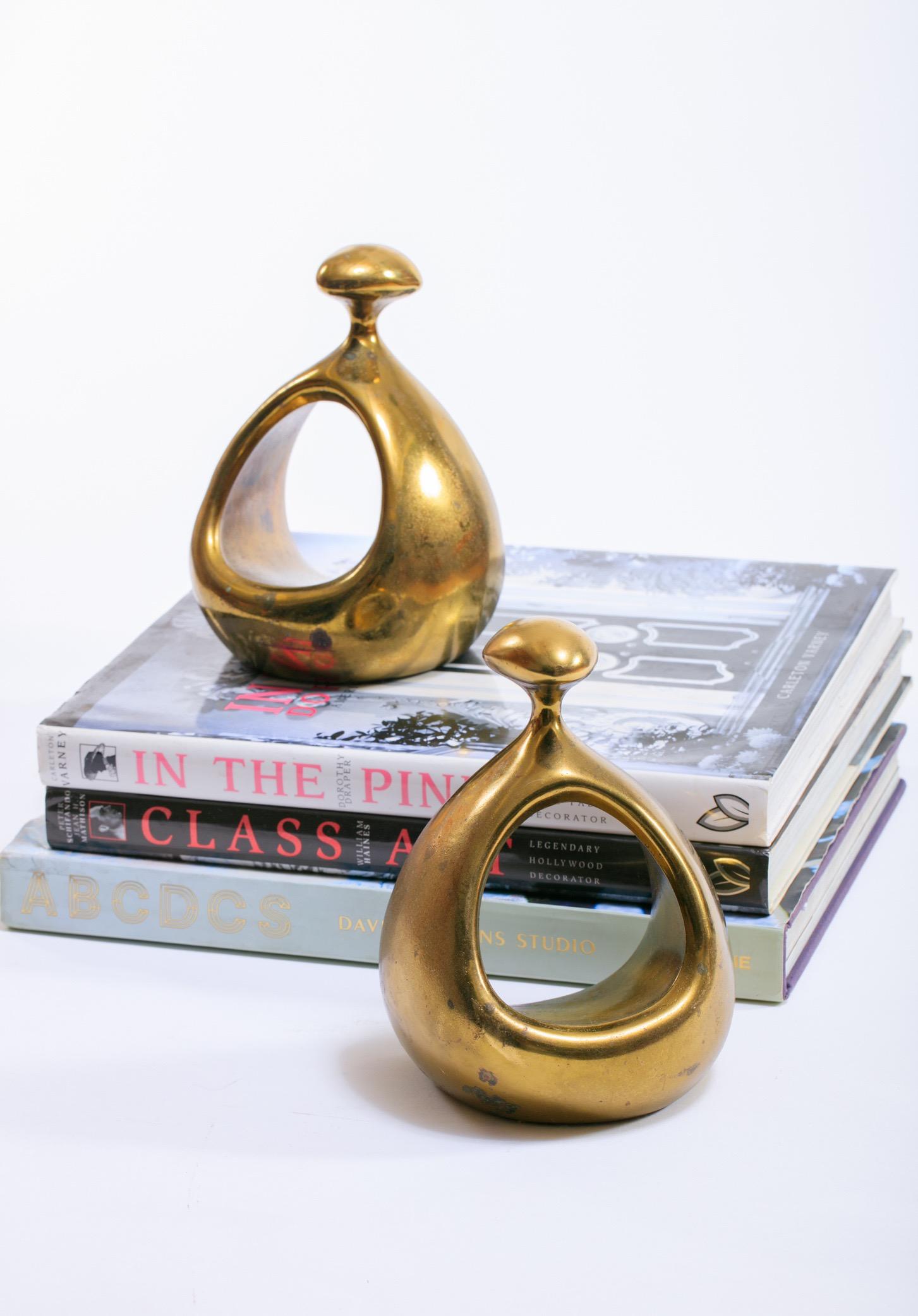 Midcentury Brass Ben Seibel Sculptural Bookends for Jenfred Ware at 1stDibs
