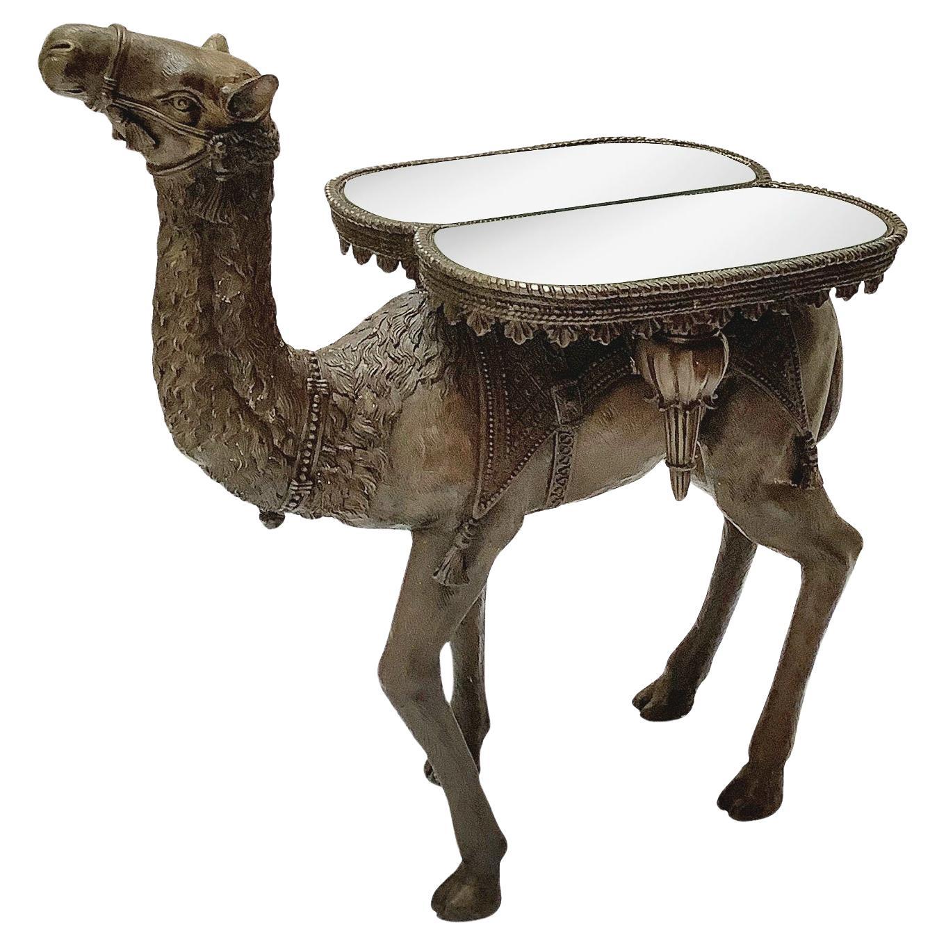 Mid Century Brass Camel Cocktail Table With Miirror Tops For Sale at ...