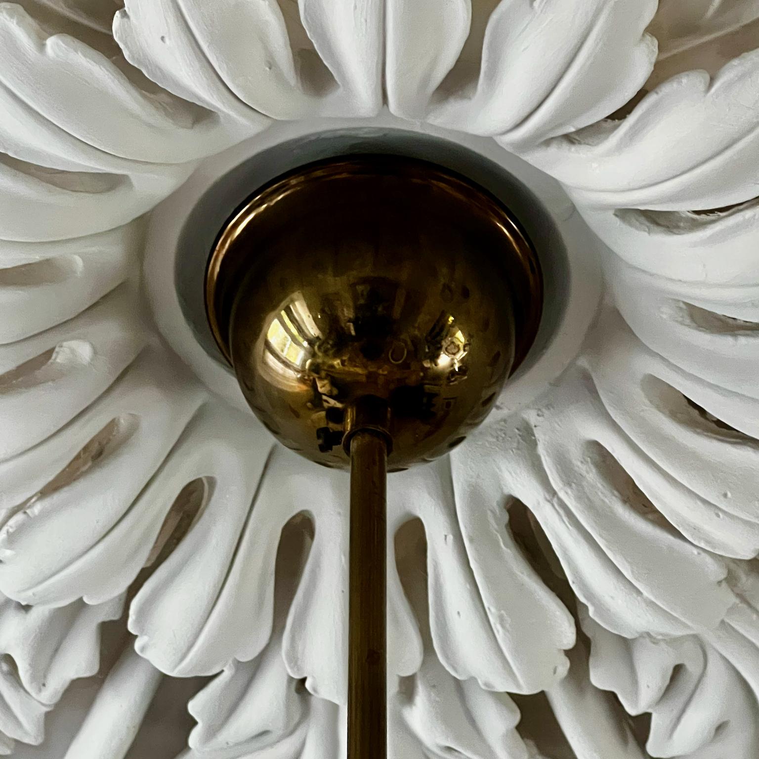 Mid-Century Brass Chandelier with Large Opaque Glass Shades For Sale at ...