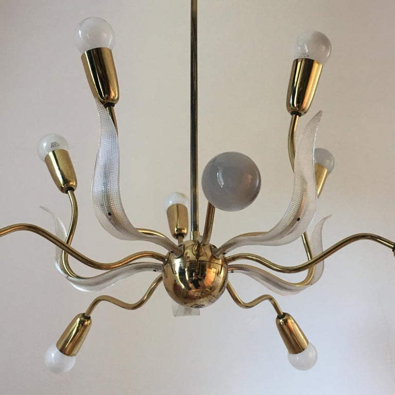 Mid-Century Brass Chanderlier For Sale at 1stDibs