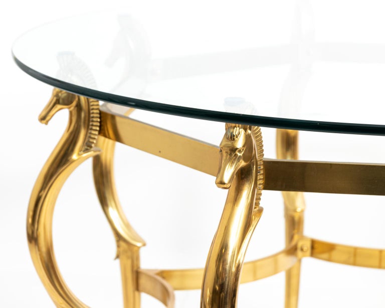 Midcentury Brass Cheval Horse Dining Table Attributed to Maison Jansen ...