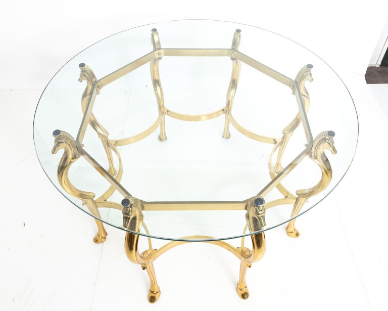 Midcentury Brass Cheval Horse Dining Table Attributed to Maison Jansen ...