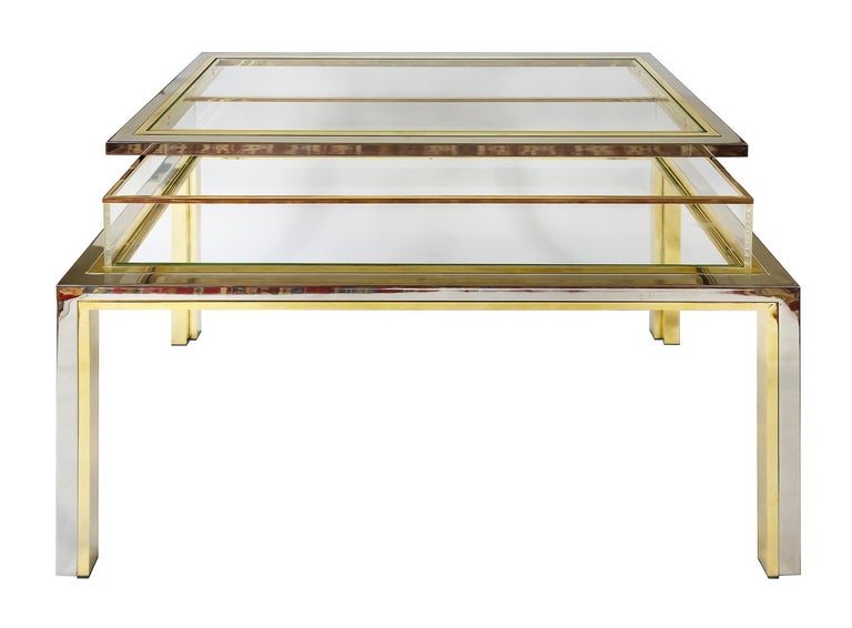 Mid-Century Brass, Chrome Console Table/Vitrine/Showcase, by Romeo Rega ...