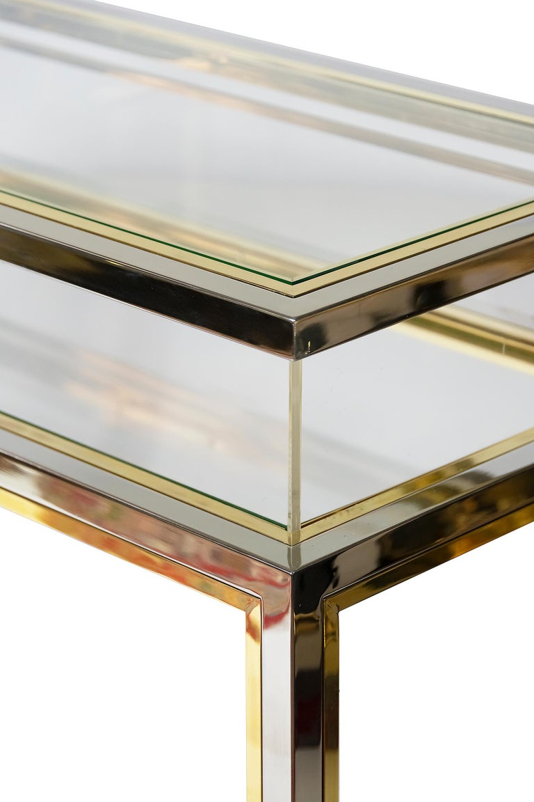 Mid-Century Brass, Chrome Console Table/Vitrine/Showcase, by Romeo Rega ...