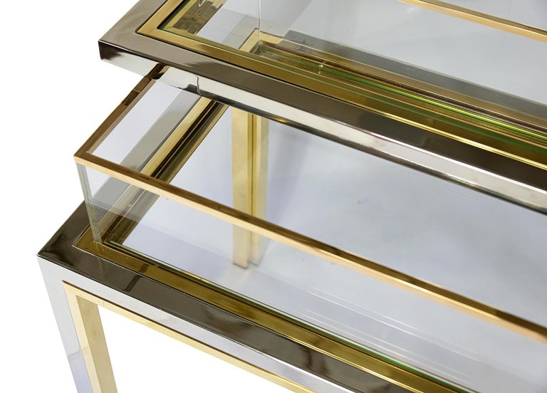Mid-Century Brass, Chrome Console Table/Vitrine/Showcase, by Romeo Rega ...