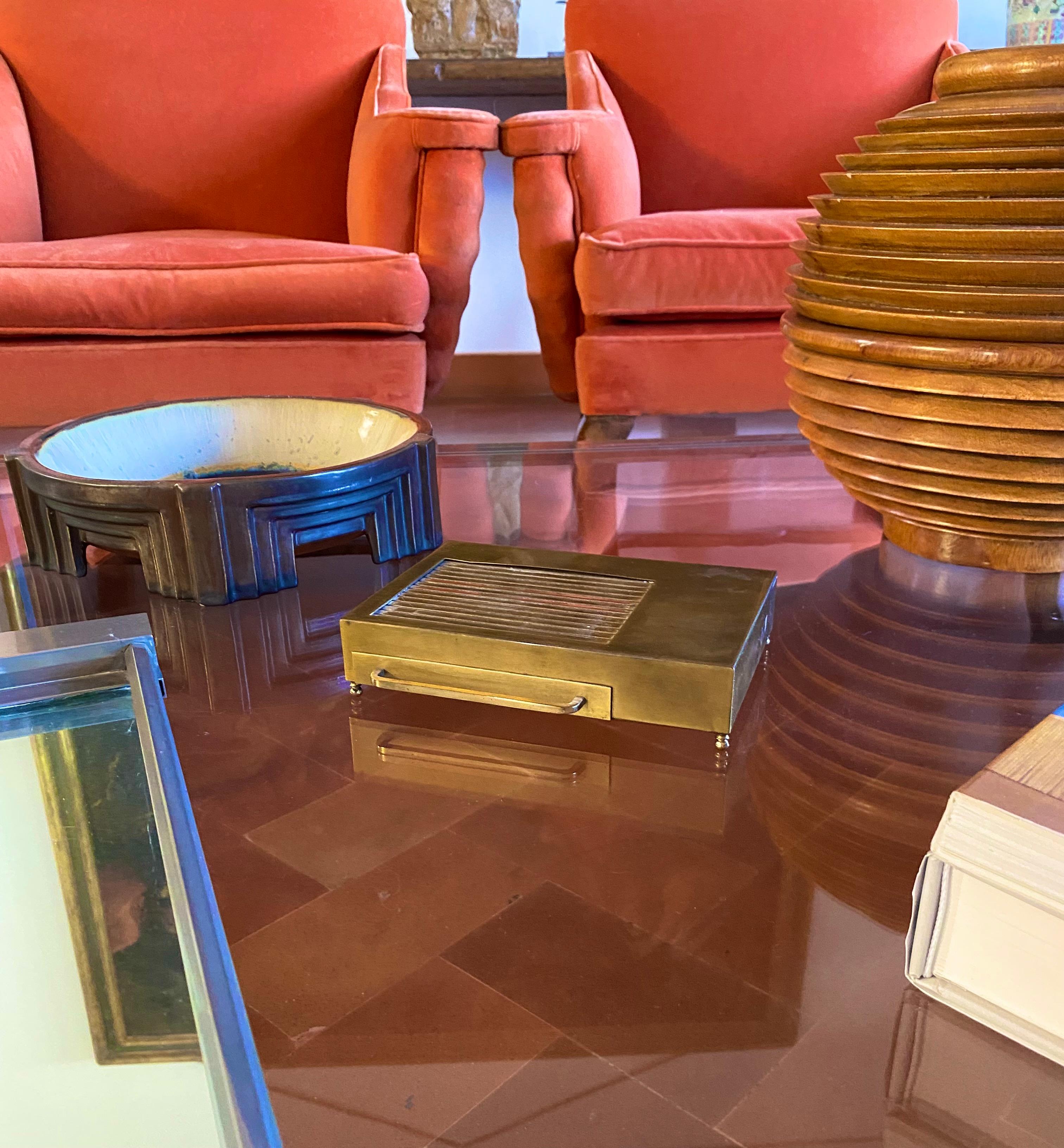 Mid-century brass cigarette box / carillon, Italy 1950s For Sale at 1stDibs