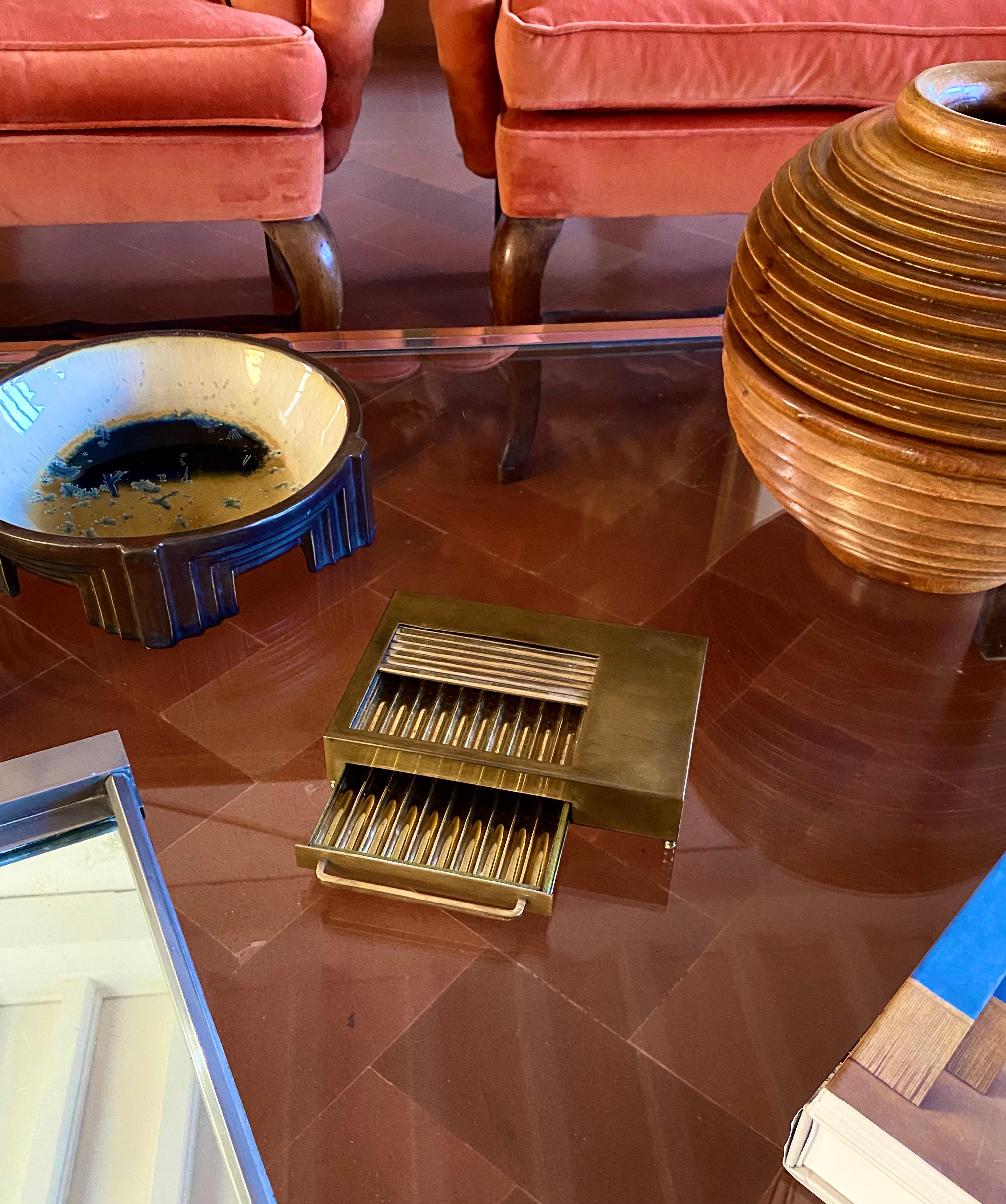 Mid-century brass cigarette box / carillon, Italy 1950s For Sale at 1stDibs