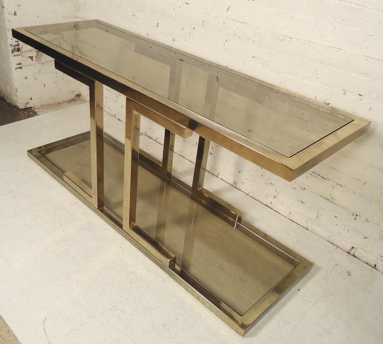 Mid-Century Brass Color Console Table For Sale at 1stDibs
