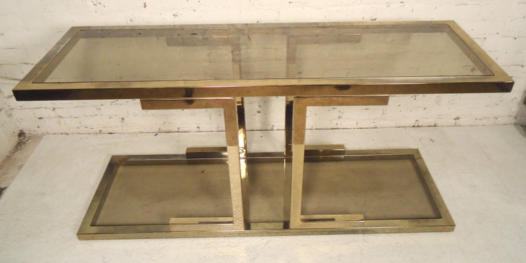 Mid-Century Brass Color Console Table For Sale at 1stDibs