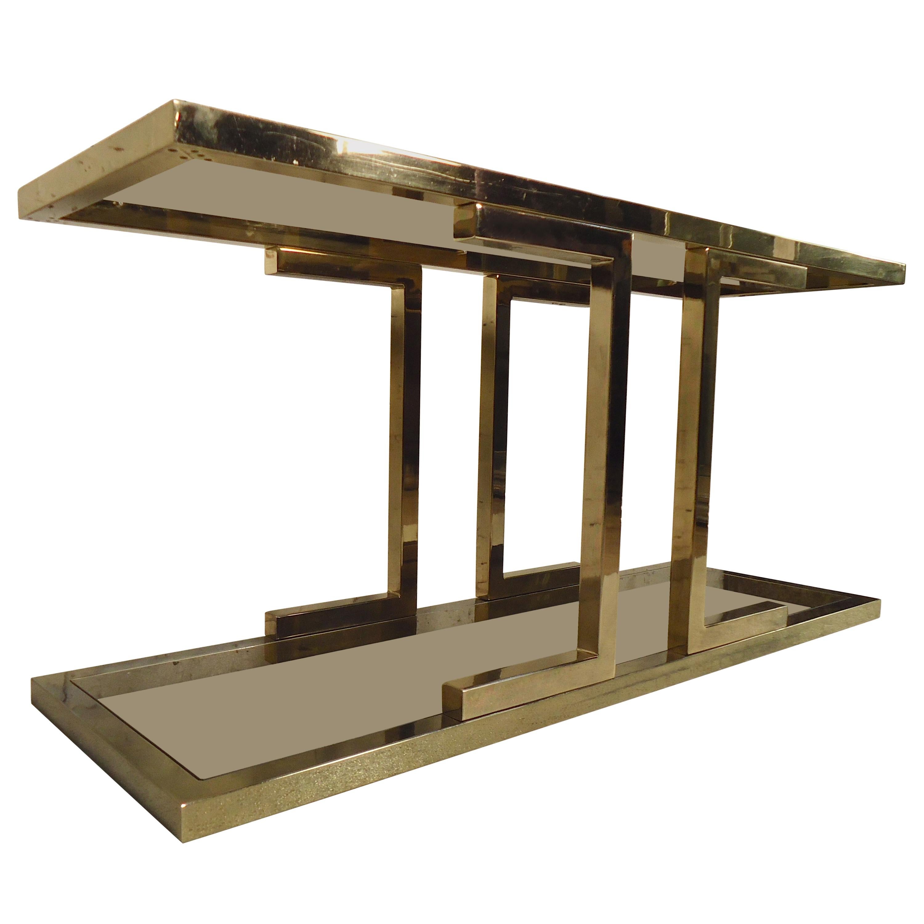 Mid-Century Brass Color Console Table For Sale at 1stDibs
