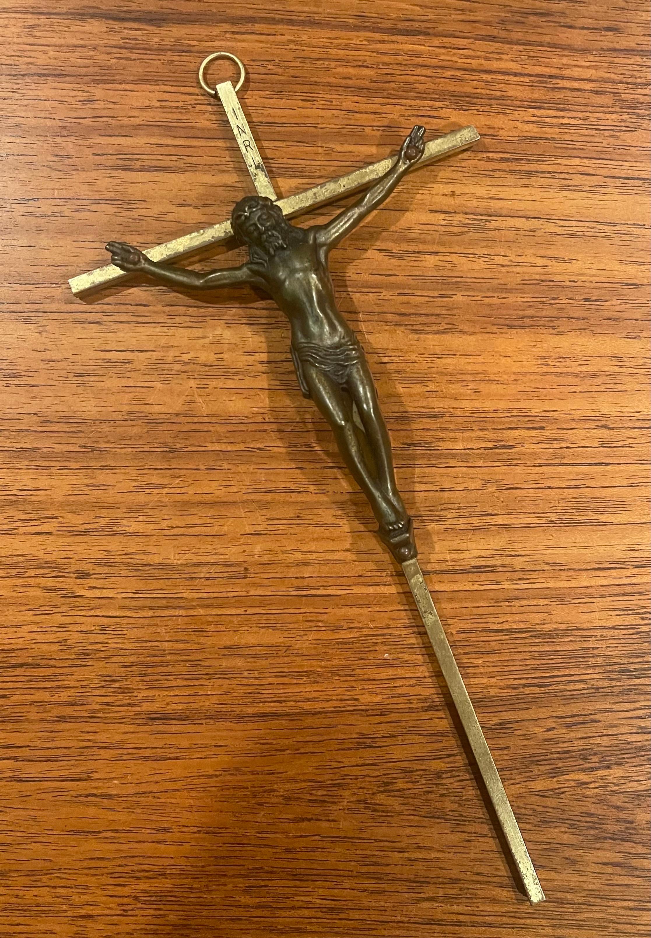 Mid-Century Brass Crucifix at 1stDibs