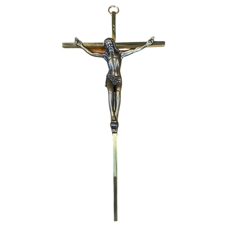 Mid-Century Brass Crucifix For Sale at 1stDibs
