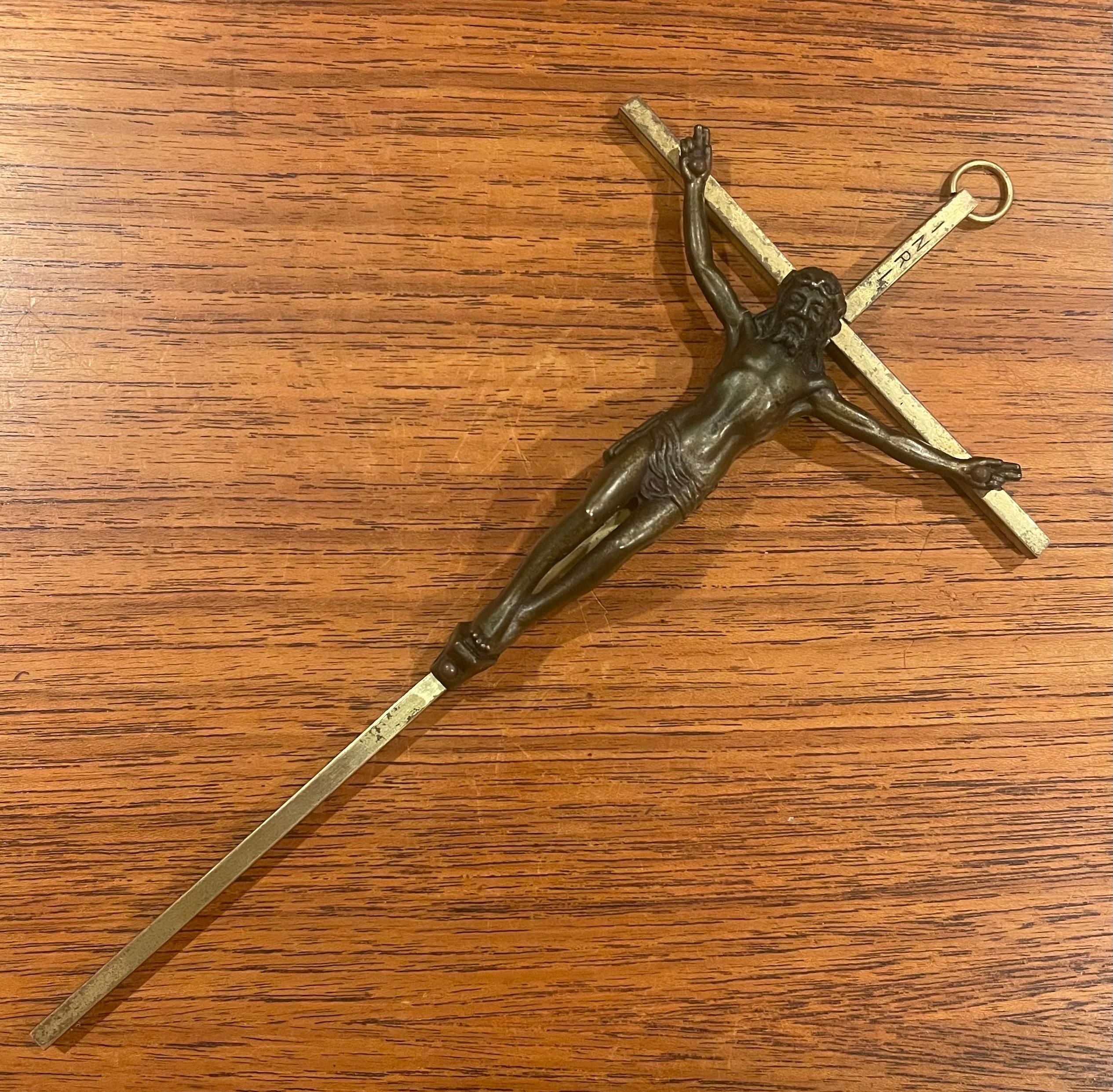 Mid-Century Brass Crucifix at 1stDibs