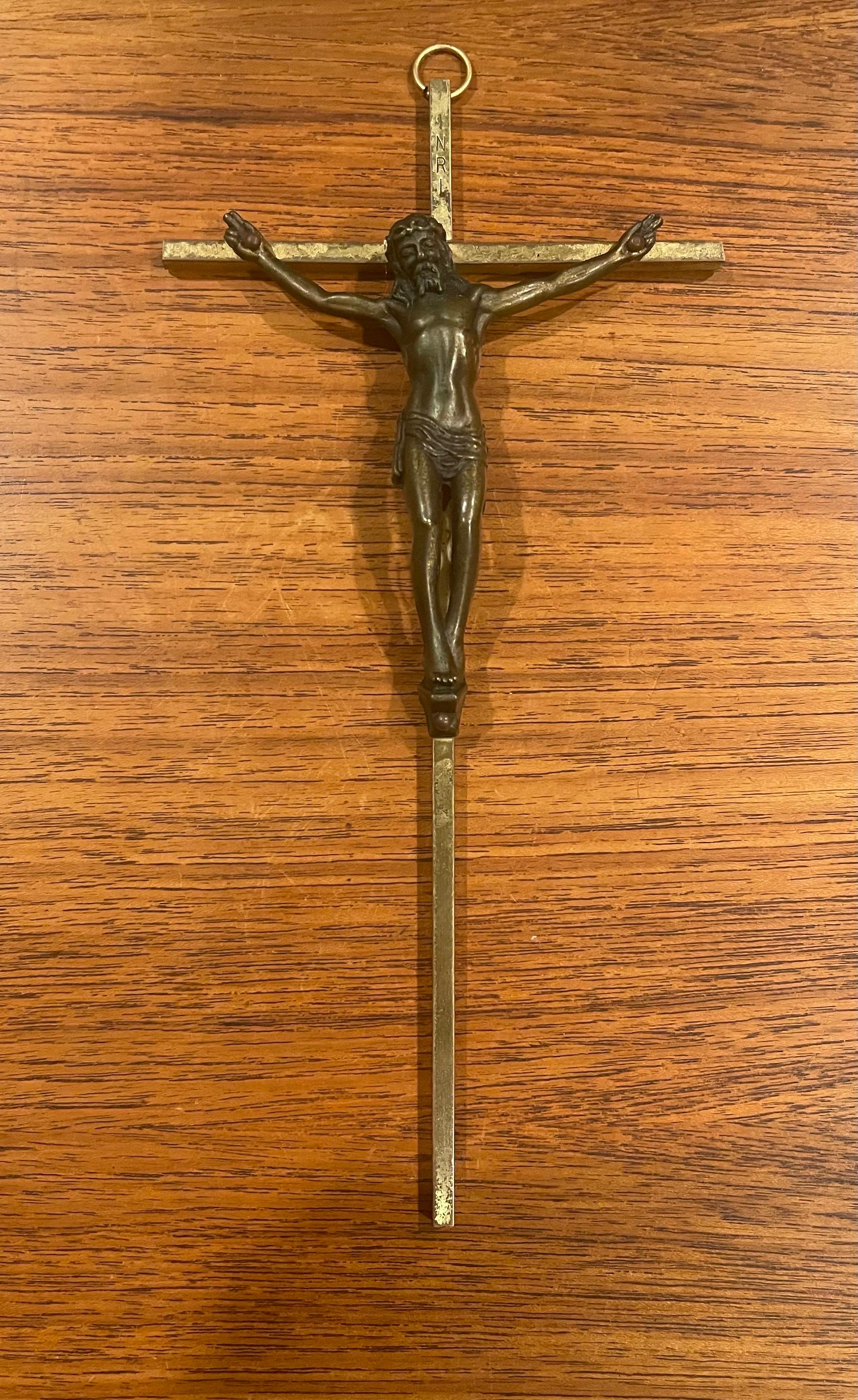 Mid-Century Brass Crucifix at 1stDibs