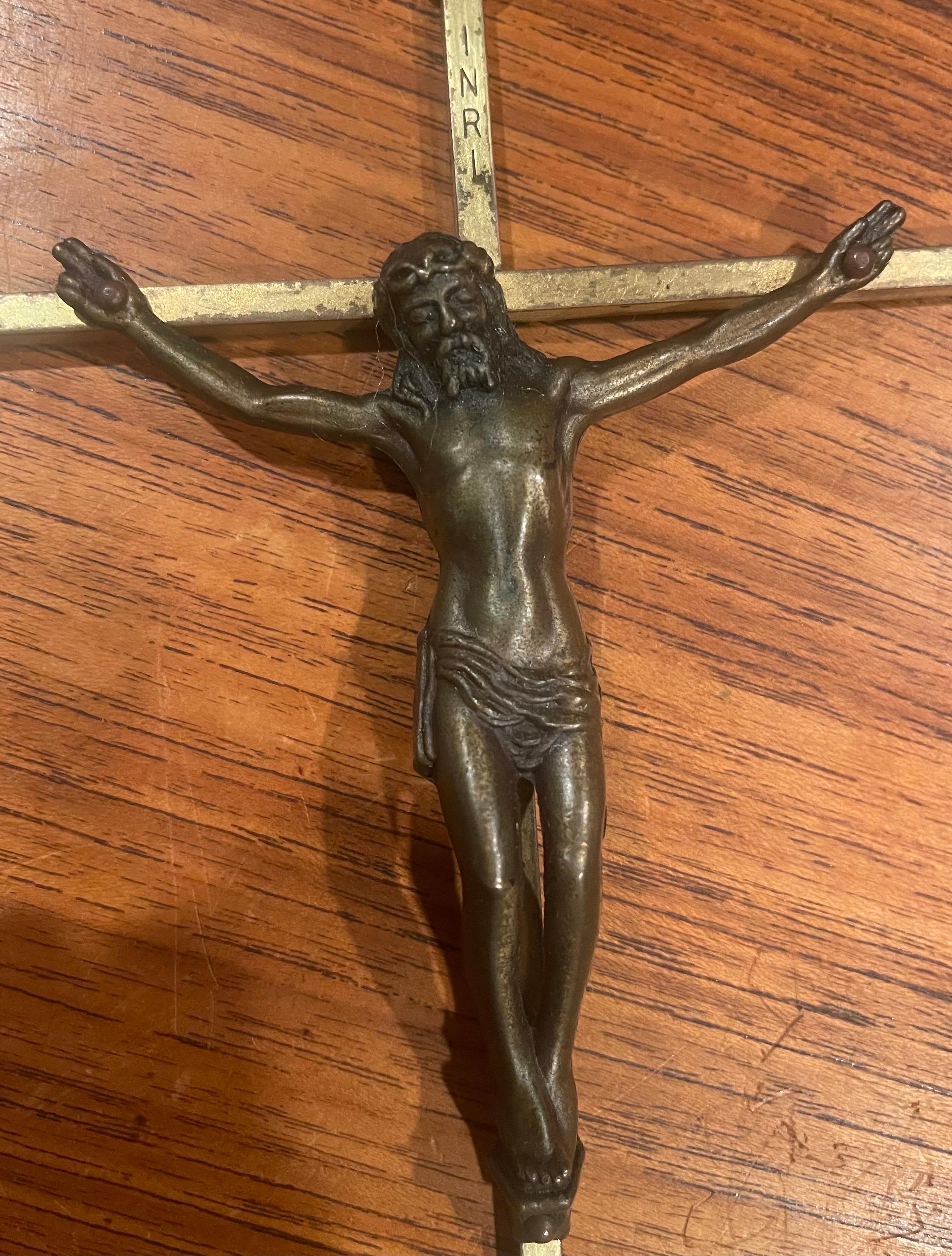 Mid-Century Brass Crucifix at 1stDibs