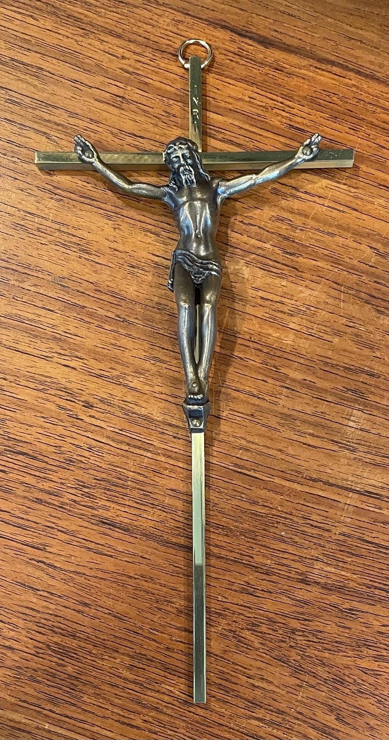 Mid-Century Brass Crucifix For Sale at 1stDibs