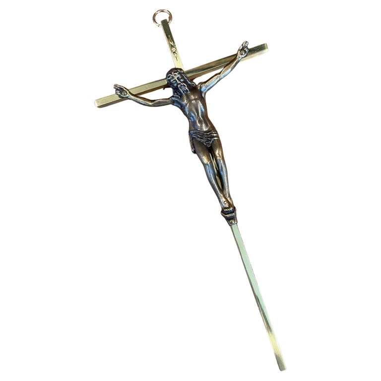 Mid-Century Brass Crucifix For Sale at 1stDibs