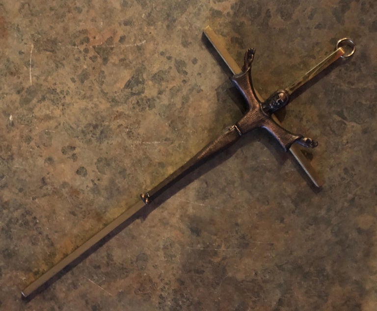 Midcentury Brass Crucifix with Copper Jesus at 1stDibs | wooden ...