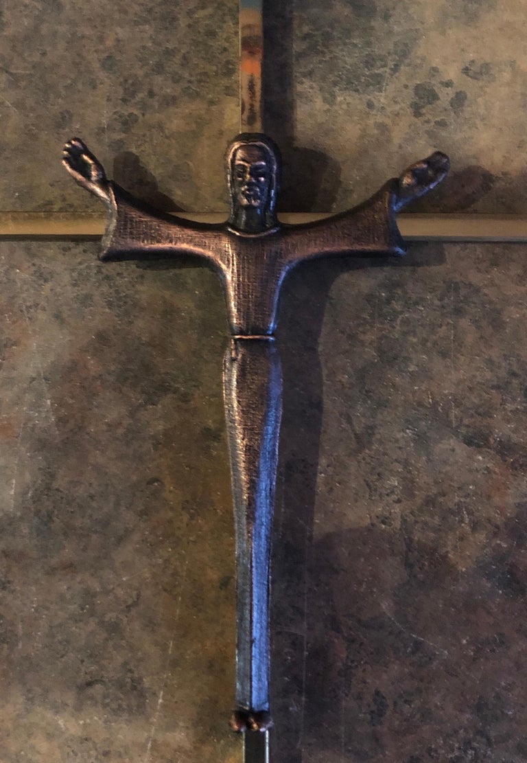Midcentury Brass Crucifix with Copper Jesus at 1stDibs | wooden ...