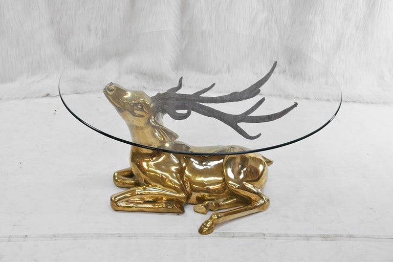 Midcentury Brass Deer Sculptural Coffee Table, 1970s For Sale at 1stDibs