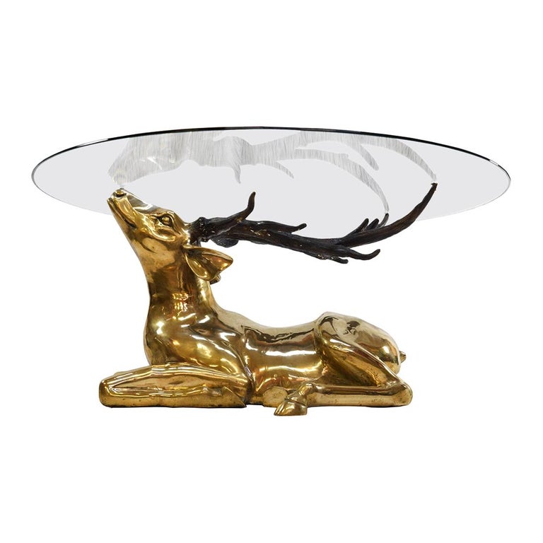 Midcentury Brass Deer Sculptural Coffee Table, 1970s For Sale at 1stDibs