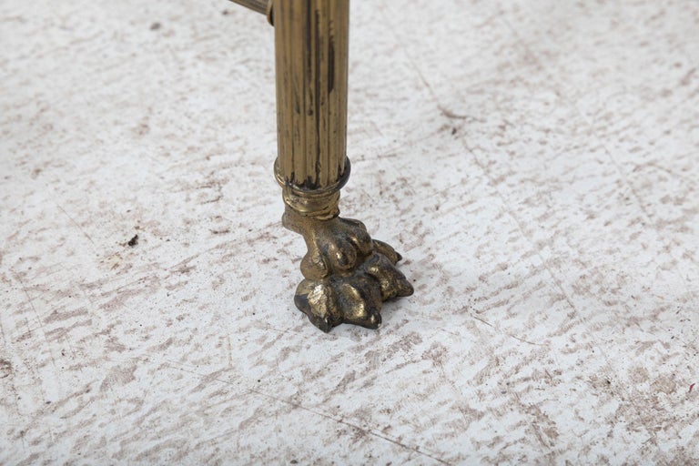 Mid Century Brass Lion Paw and Marble Coffee Table at 1stDibs