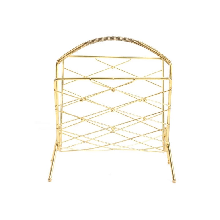 Midcentury Brass Magazine Rack For Sale at 1stDibs
