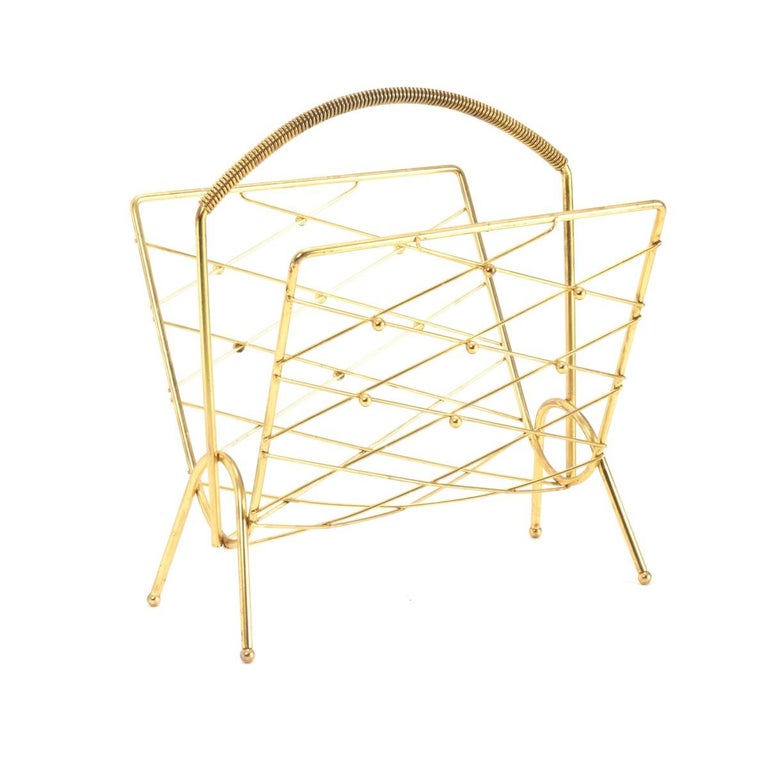 Midcentury Brass Magazine Rack For Sale at 1stDibs