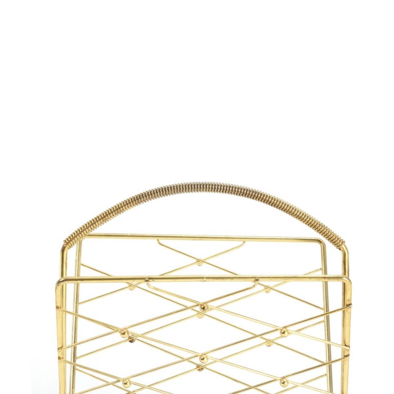 Midcentury Brass Magazine Rack For Sale at 1stDibs