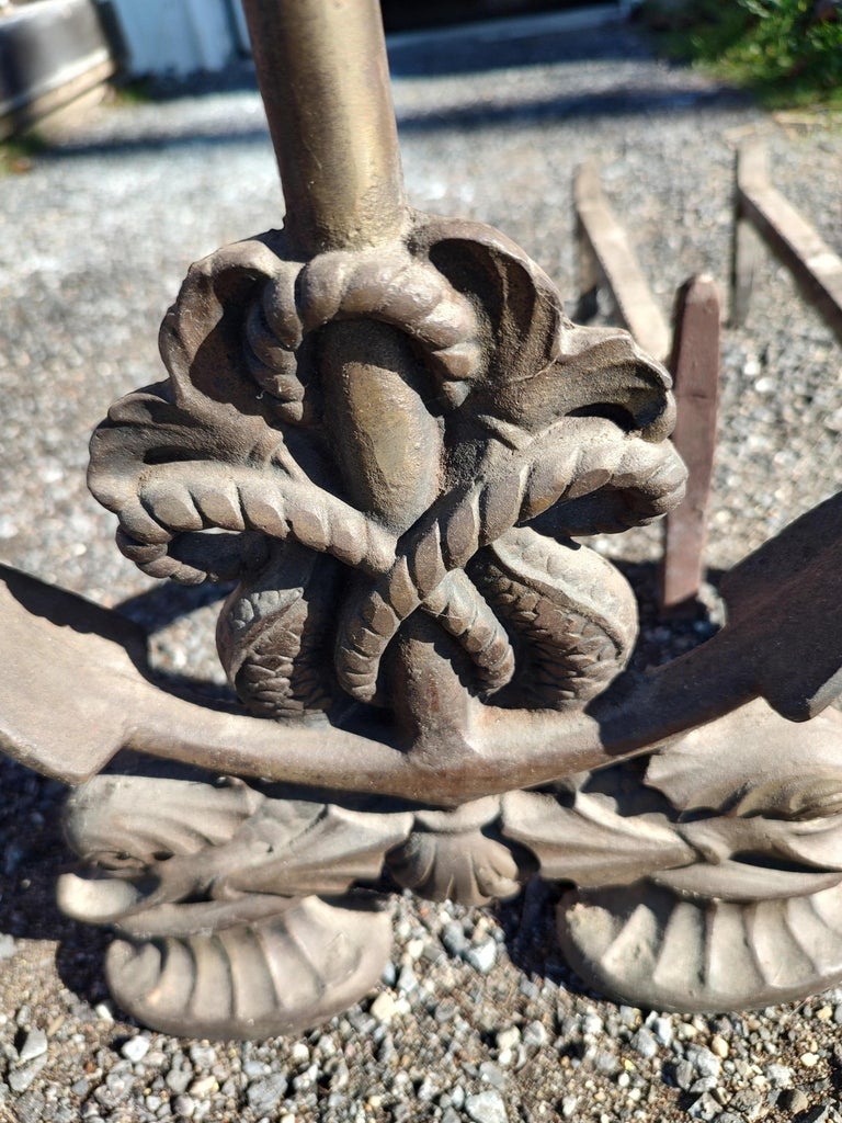 Mid Century Brass Nautical Style Anchor Andirons with Dolphins For Sale ...